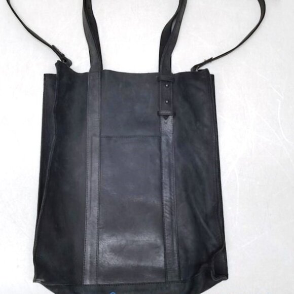 Able | Bags | Able Elsabet Black Leather Double Handle Tote Bag ...